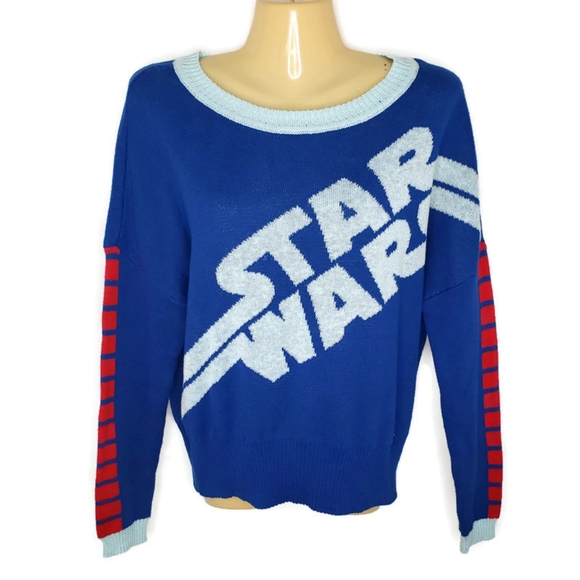 Star Wars | Sweaters | Nwt Star Wars Sweater Lightweight Blue Red ...